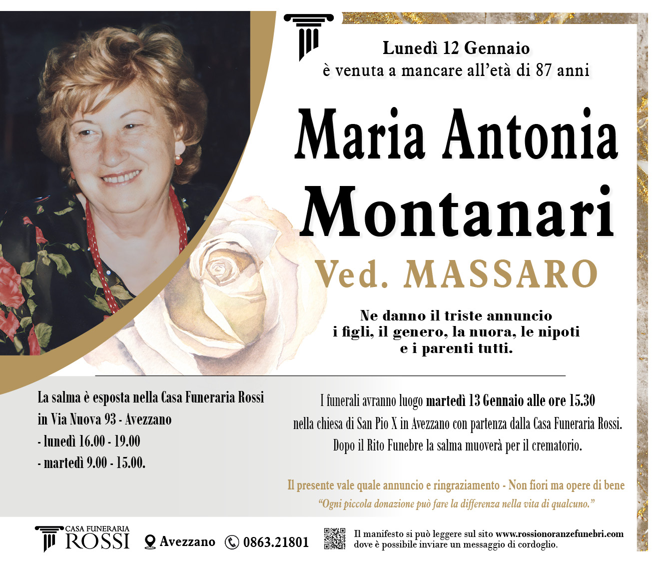 Maria Antonia Montanari - Necrologi Nazionali